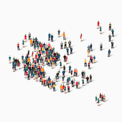 Australia many people sign map Royalty Free Vector Image