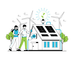 Evolution of renewable energy concept greening Vector Image
