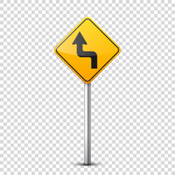 Road yellow signs collection isolated Royalty Free Vector