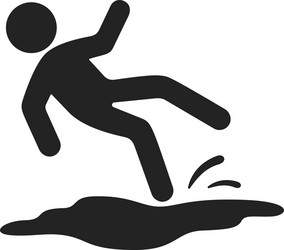 Slipped man black icon wet floor warning Vector Image