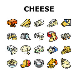 Cheese types icons set Royalty Free Vector Image