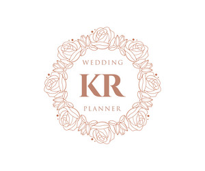 Kr initials letter wedding monogram logos Vector Image