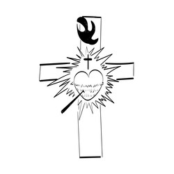 Sacred heart jesus drawing Royalty Free Vector Image