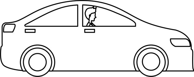 Car sedan with man driving Royalty Free Vector Image