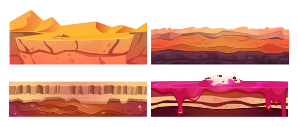 Game level ground mega set elements in flat design