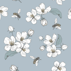 Blooming tree seamless pattern with flowers Vector Image
