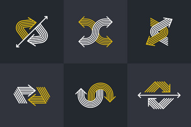 Concept arrows logos set isolated double Vector Image