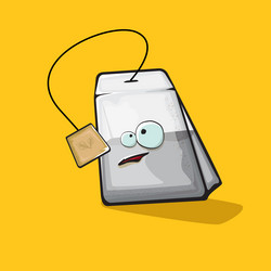 Tea bag character cartoon bag isolated Royalty Free Vector