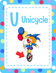 Alphabet flashcard with letter u for umpire Vector Image