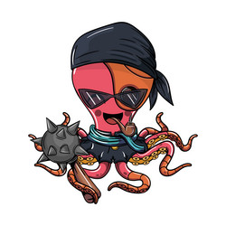 Octopus cartoon comic cyborg gangster with cowboy Vector Image