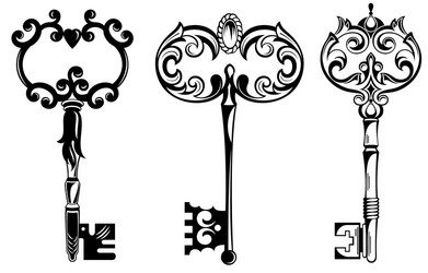 Victorian keys medieval gothic locks set Vector Image