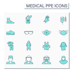Medical ppe line icons set Royalty Free Vector Image