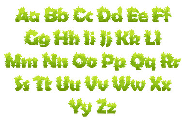 Green leaves letter eco alphabet Royalty Free Vector Image