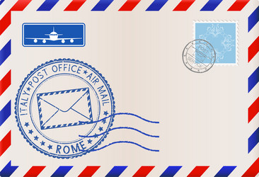 Rome mail stamp air postage service Royalty Free Vector