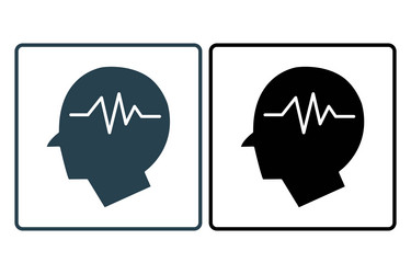 Mental health icon human head pulse medical Vector Image