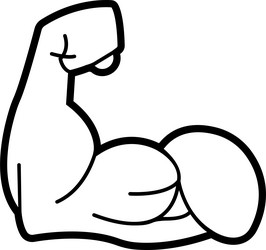 Arm muscle flex strong emoji black line icon Vector Image