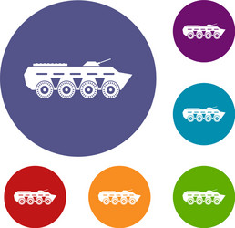 Army battle tank icons set Royalty Free Vector Image