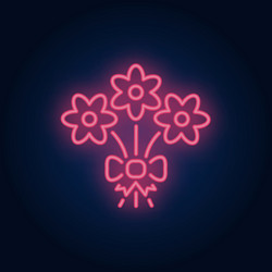Daisy bouquet neon sign Royalty Free Vector Image
