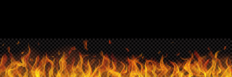 Long horizontal fire flame with smoke Royalty Free Vector