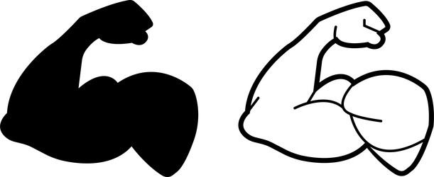 Arm muscle flex strong emoji line or flat black Vector Image