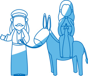 Mary and joseph travelling by donkey to bethlehem Vector Image