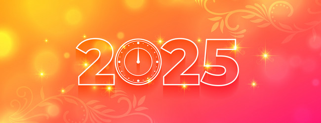 2025 new year clock wallpaper with copy space Vector Image