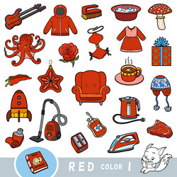 Colorful set of red color objects visual Vector Image