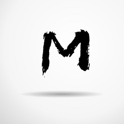 Hand painted letter m dry brush modern lettering Vector Image