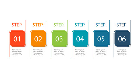 Rectangles infographic with 6 steps options parts Vector Image