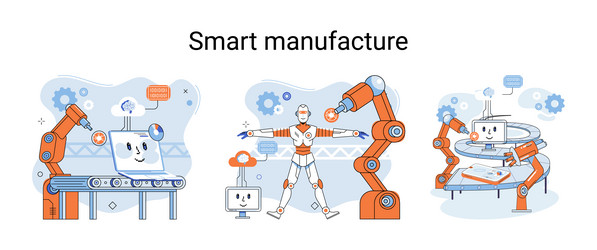 Smart manufacture metaphor with automated Vector Image