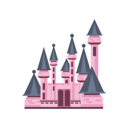 Pink castle tower flat Royalty Free Vector Image