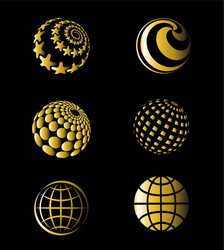 Gold shopping cart with globe icon isolated Vector Image