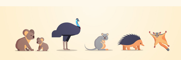 Set cartoon endangered wild australian animals Vector Image