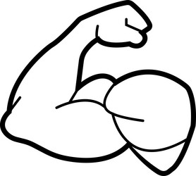 Arm muscle flex strong emoji black line icon Vector Image