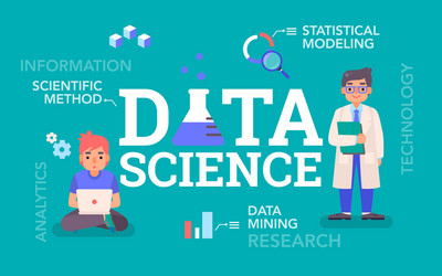 Data scientist database science graph thinking Vector Image