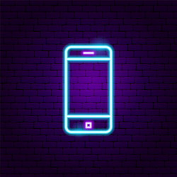 Mobile message neon sign Royalty Free Vector Image