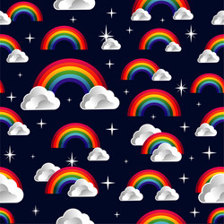 Seamless pattern with cartoon rainbows Royalty Free Vector