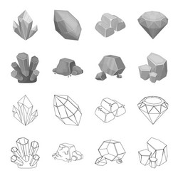 Crystals iron ore precious minerals Royalty Free Vector