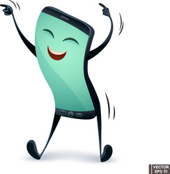Cartoon character dancing happy phone Royalty Free Vector