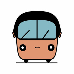 Cute kawaii bus cartoon character icon Royalty Free Vector