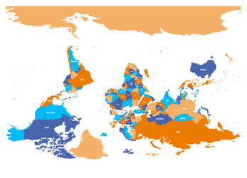 Horizontally flipped political map of world Vector Image