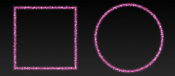 Pink glitter frames shimmering borders in circle Vector Image