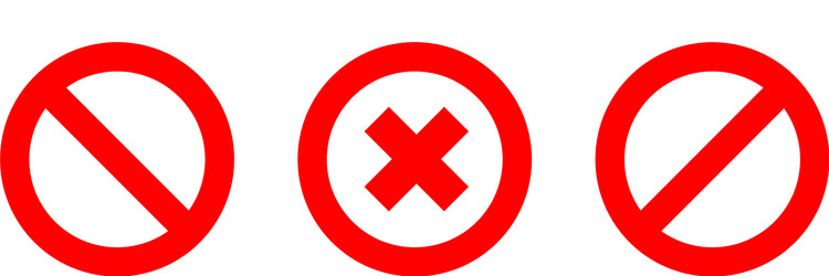 No sign or stop red mark isolated warning symbol Vector Image