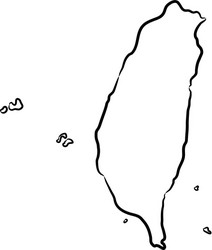 Taiwan map of black contour curves Royalty Free Vector Image