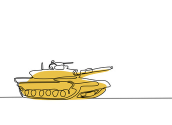 Continuous line drawing tank military concept Vector Image