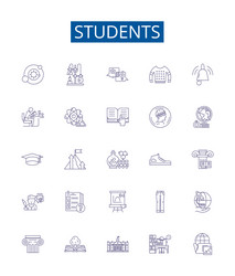 University line icons signs set design collection Vector Image