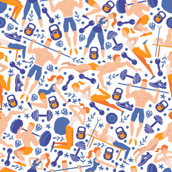 Cartoon people workout exercise in gym background Vector Image