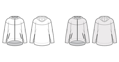 Zip-up oversized cotton-fleece hoodie technical Vector Image