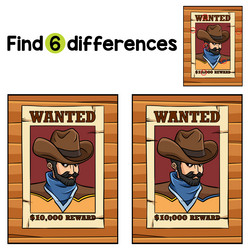Cowboy wanted poster coloring page Royalty Free Vector Image