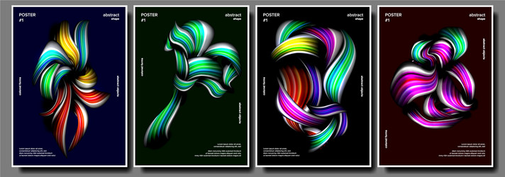 Gradient fluid poster set cool brochure Royalty Free Vector